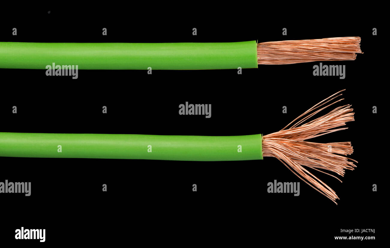 Exposed cables and wires. Studio shot black isolated Stock Photo - Alamy