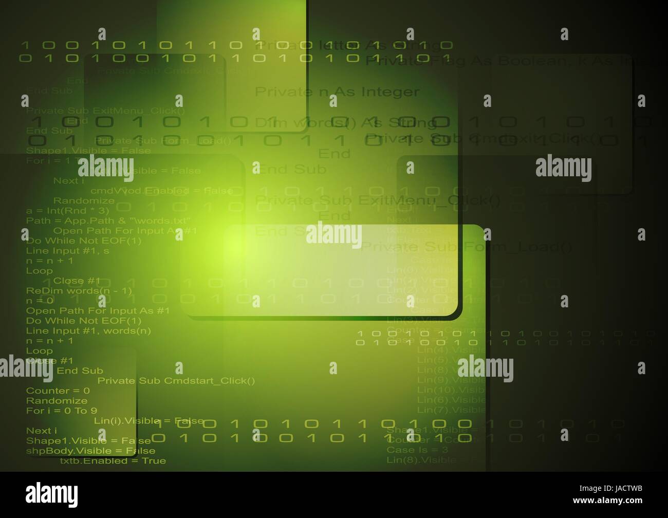 Dark green technology background with binary program code. Vector ...