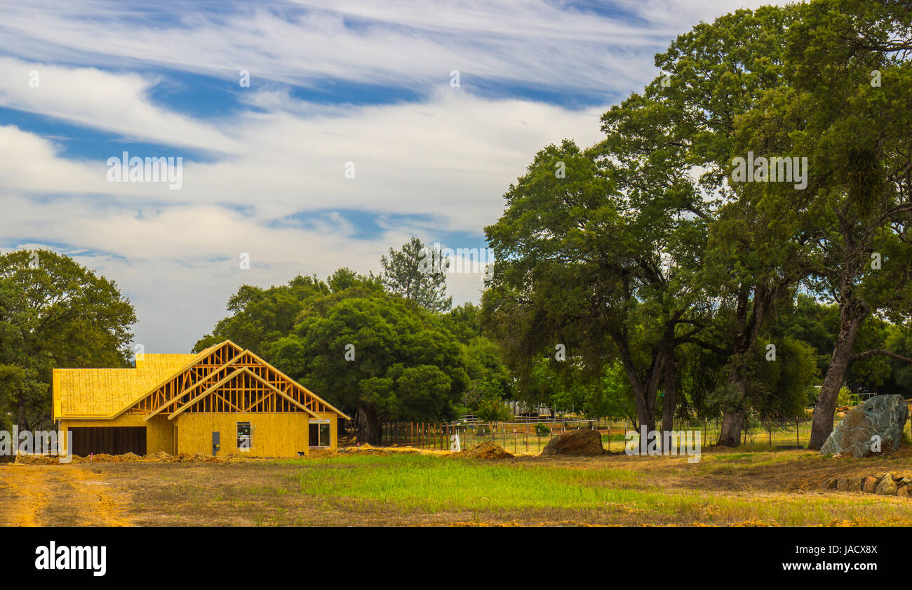 New Home Construction In Open Field Stock Photo - Alamy