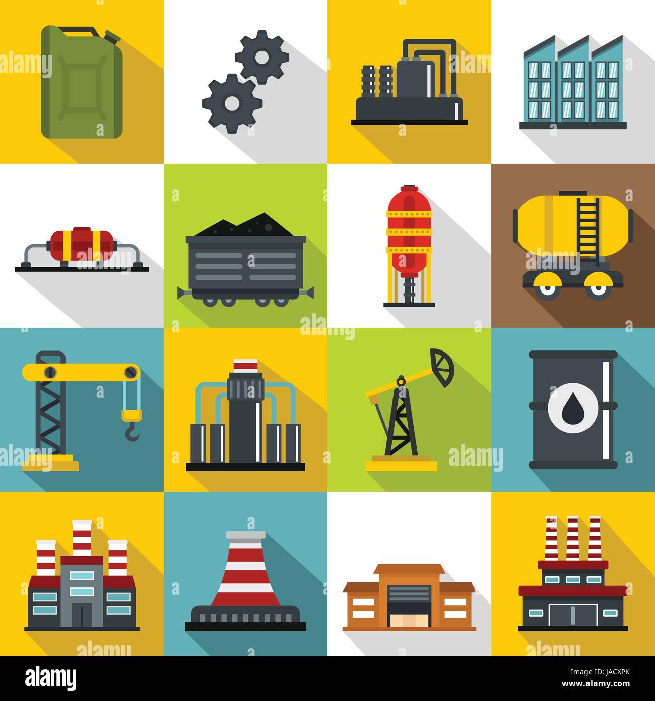Industry icons set. Flat illustration of 16 industry vector icons for ...