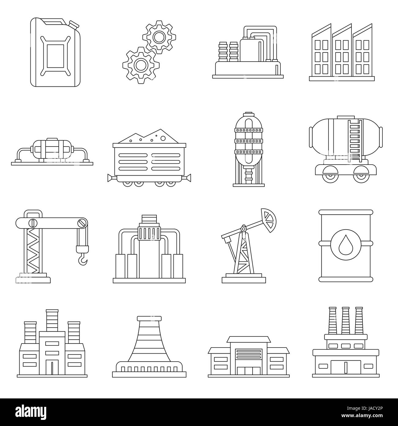 Industry icons set. Outline illustration of 16 industry vector icons ...