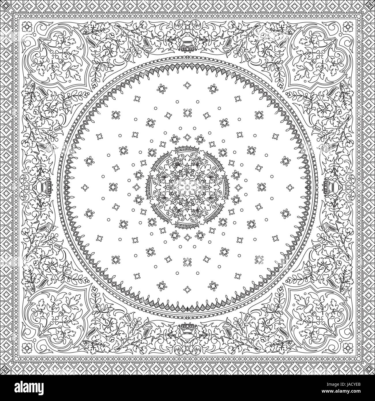 Victorian floral paisley medallion ornamental rug vector. Ethnic ...