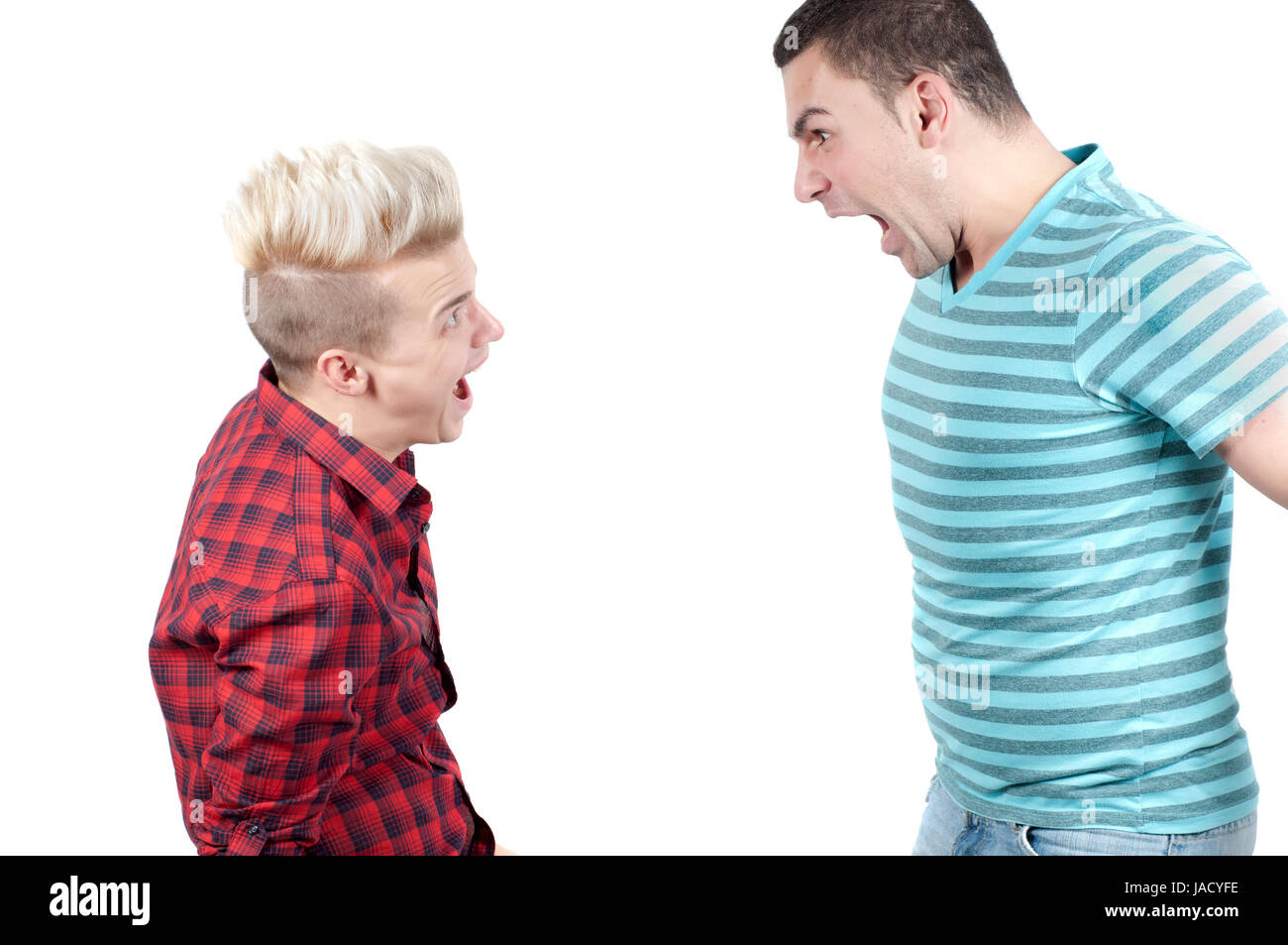 Two man screaming on each other, isolated Stock Photo - Alamy