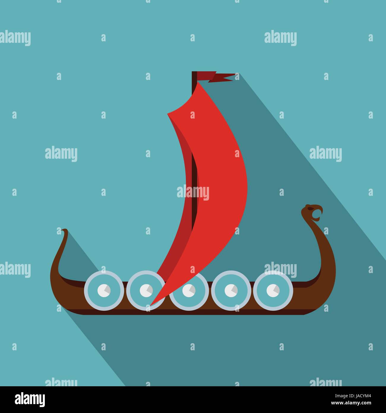 Medieval boat icon. Flat illustration of medieval boat icon for web ...