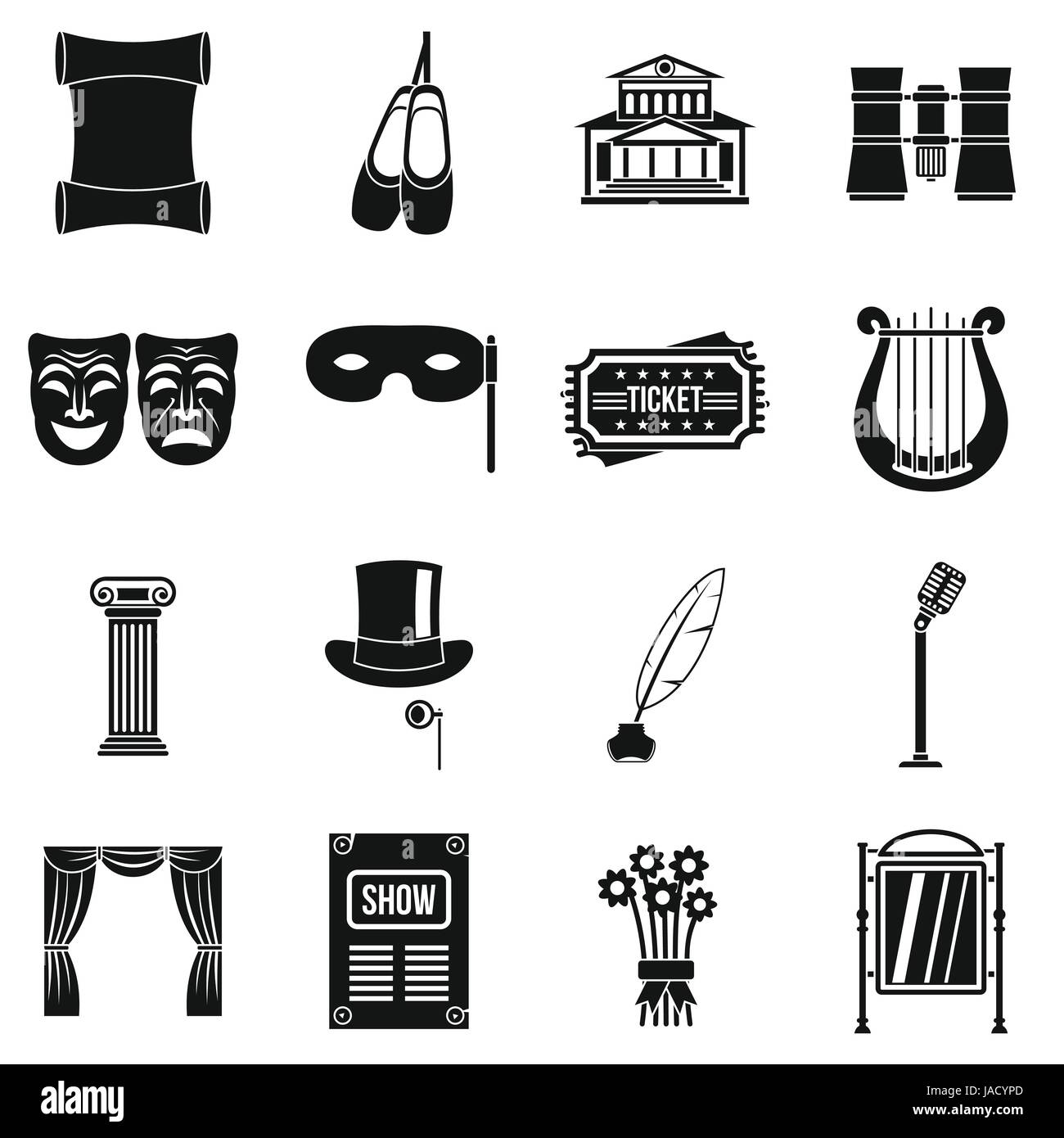 Theater icons set. Simple illustration of 16 theater vector icons for ...