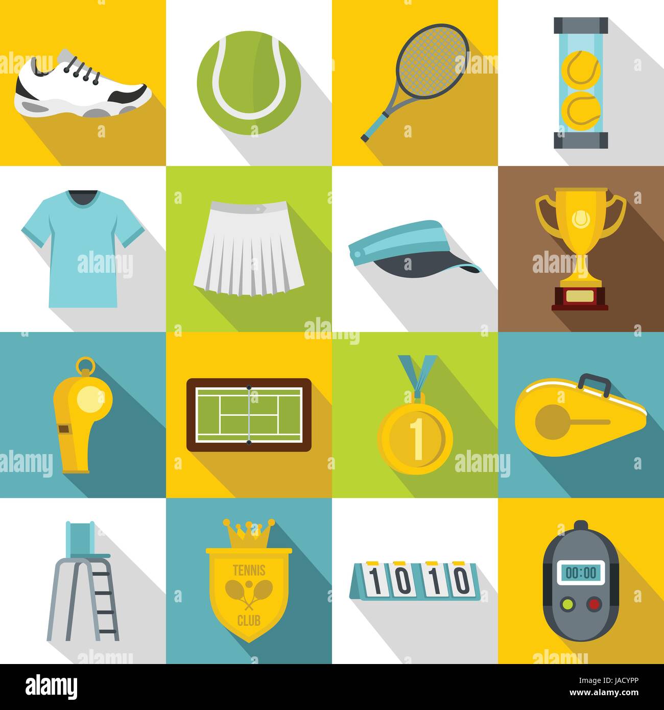 Tennis icons set. Flat illustration of 16 tennis vector icons for web ...