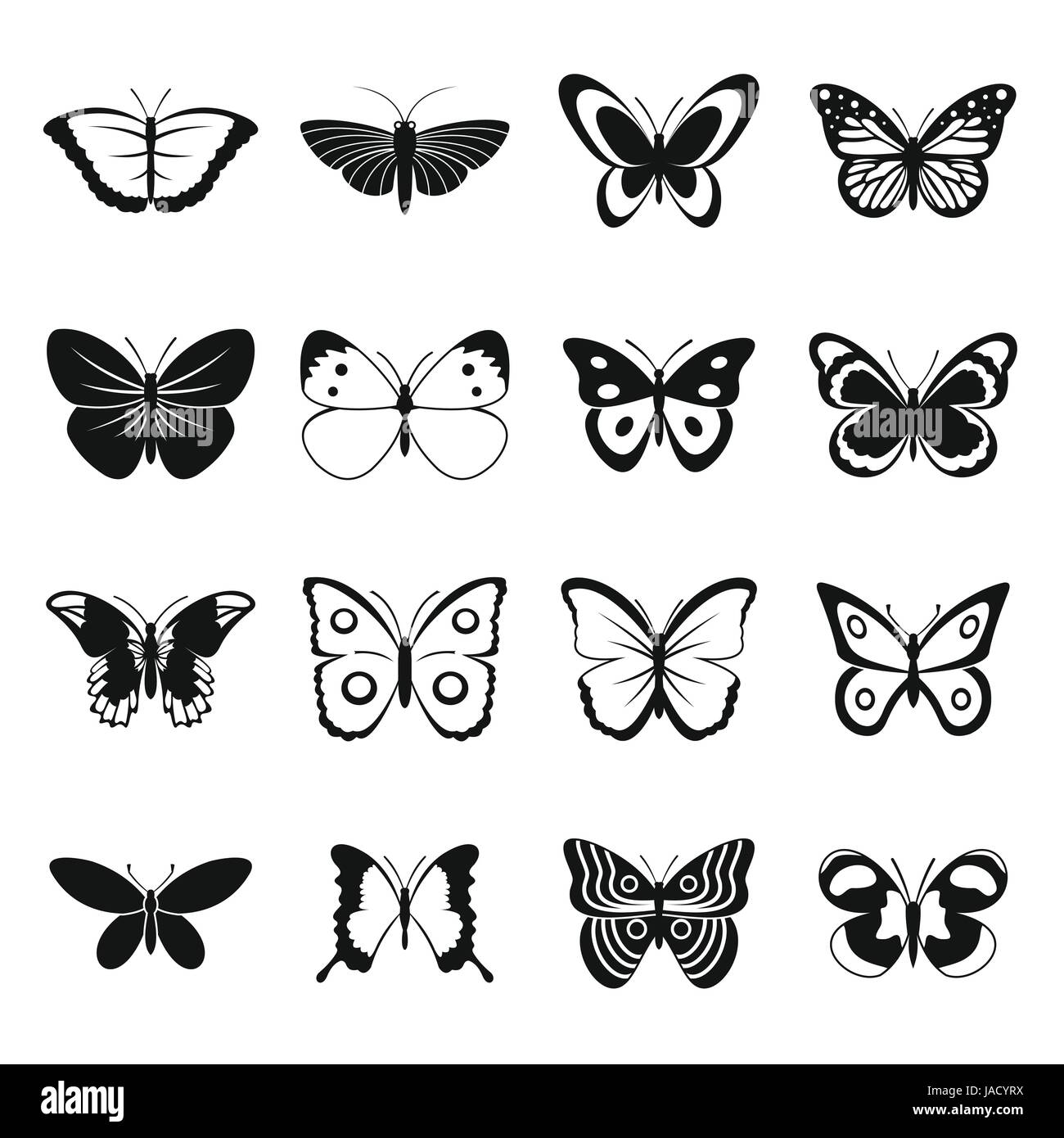 Butterfly Icons Set Simple Illustration Of 16 Butterfly Vector Icons