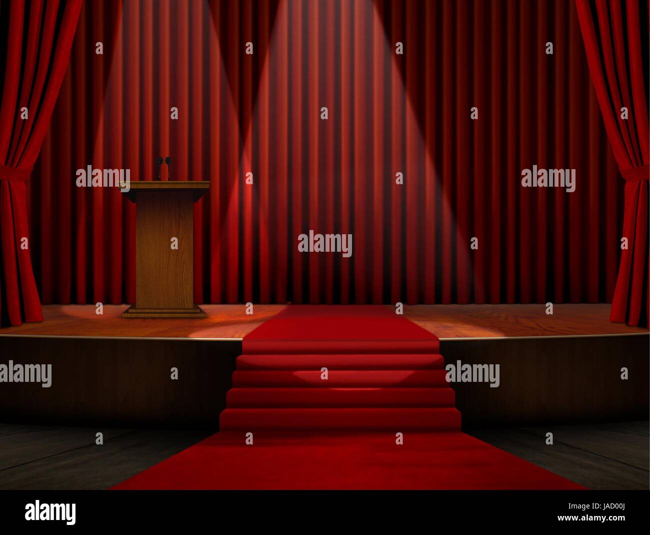 Podium and Red Carpet on Stage Stock Photo - Alamy