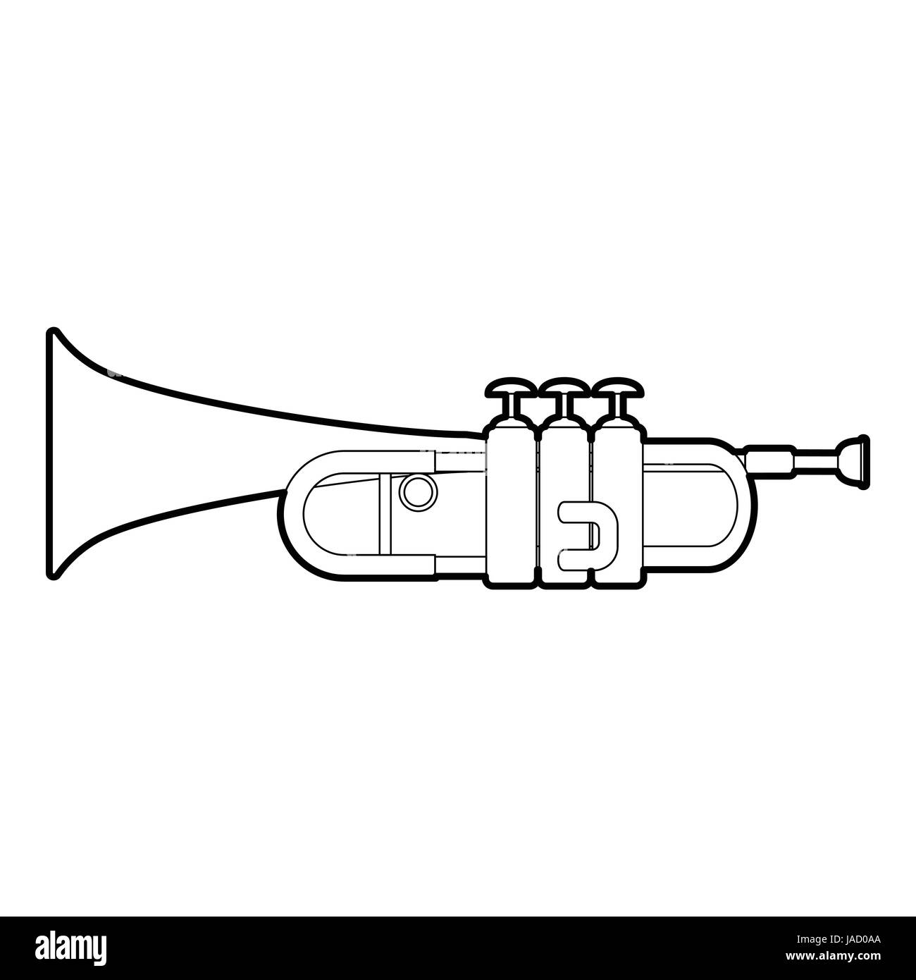 Trumpet icon. Outline illustration of trumpet vector icon for web Stock ...