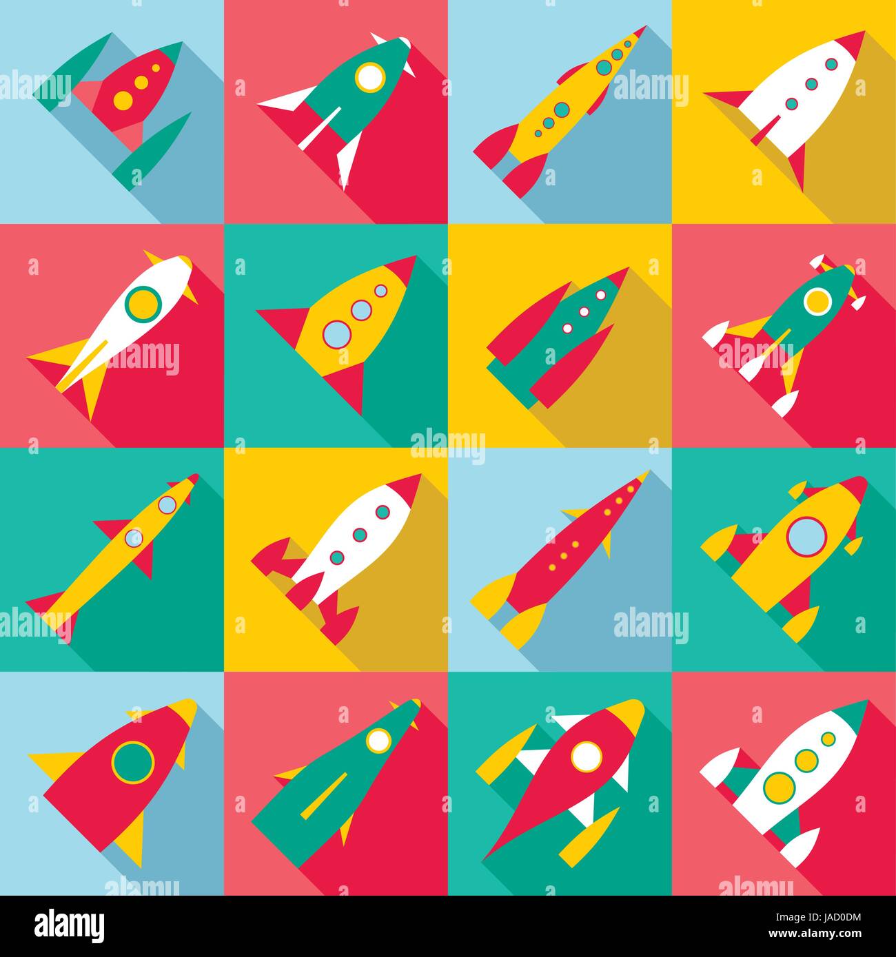 Rocket launch icons set. Flat illustration of 16 rocket launch vector ...