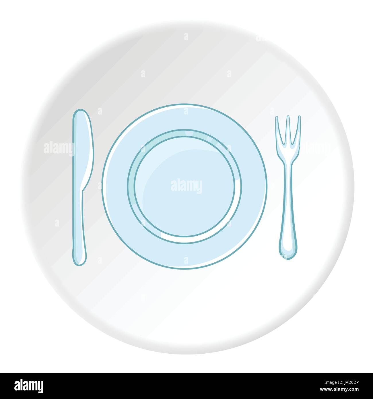 Plate with spoon and fork icon. Cartoon illustration of plate with ...
