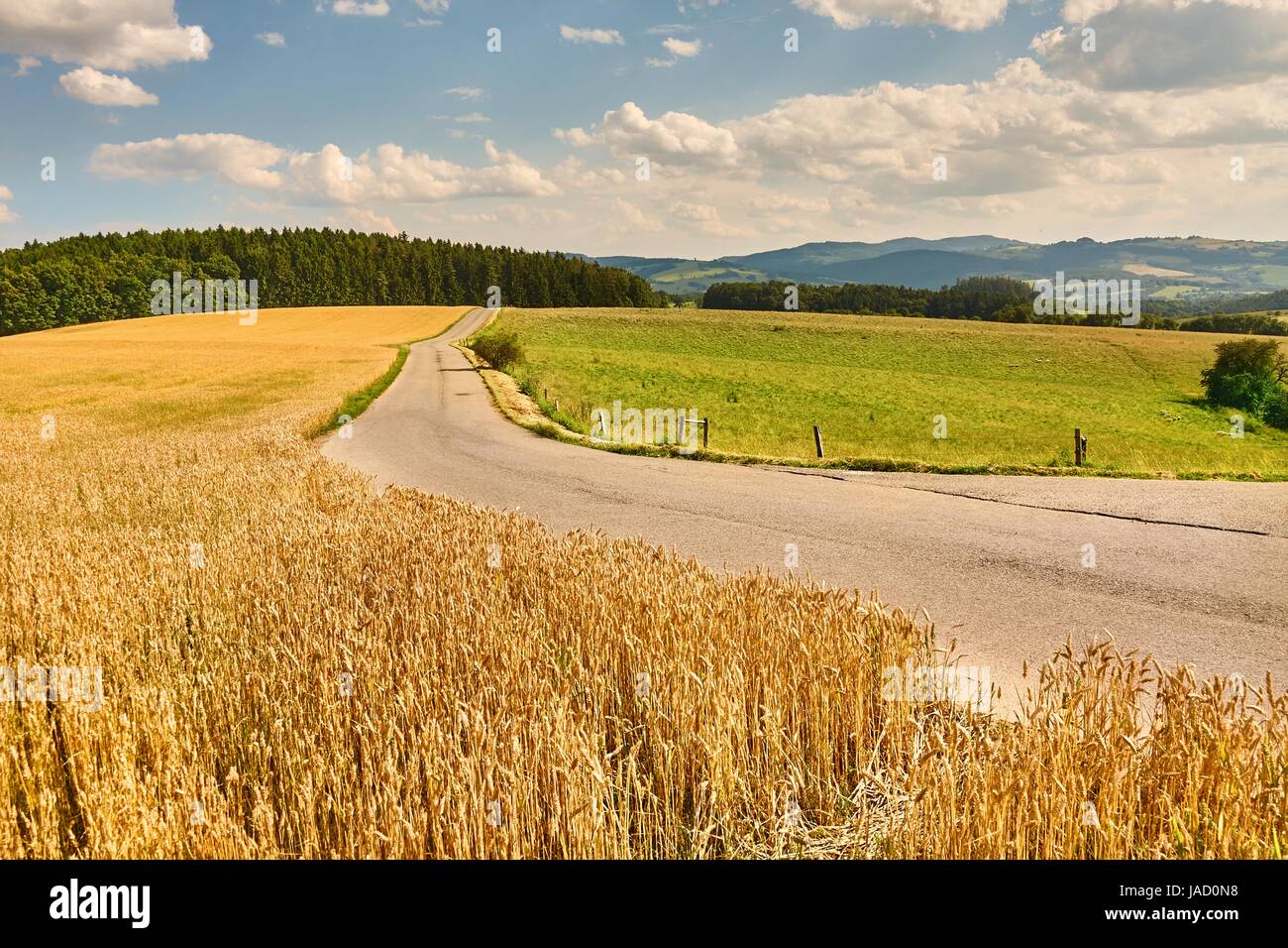 Road through farmlands Stock Photo - Alamy