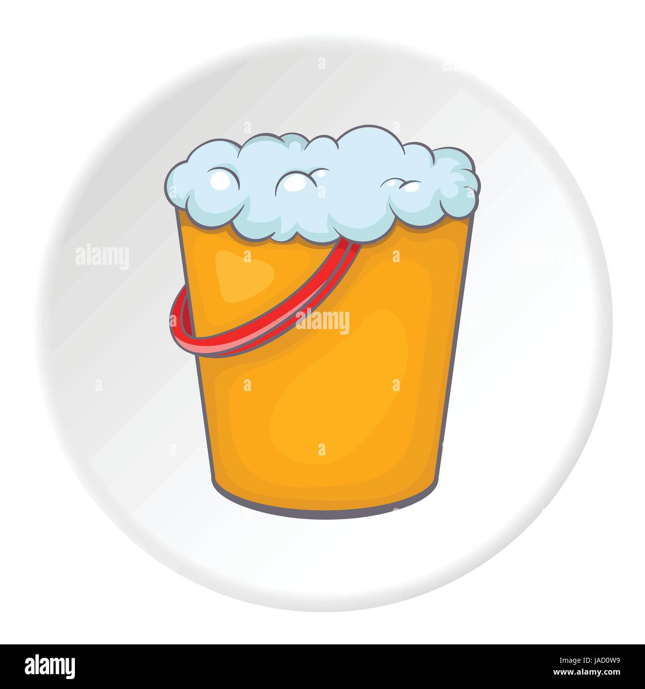 Orange bucket with foamy water icon. Cartoon illustration of bucket ...