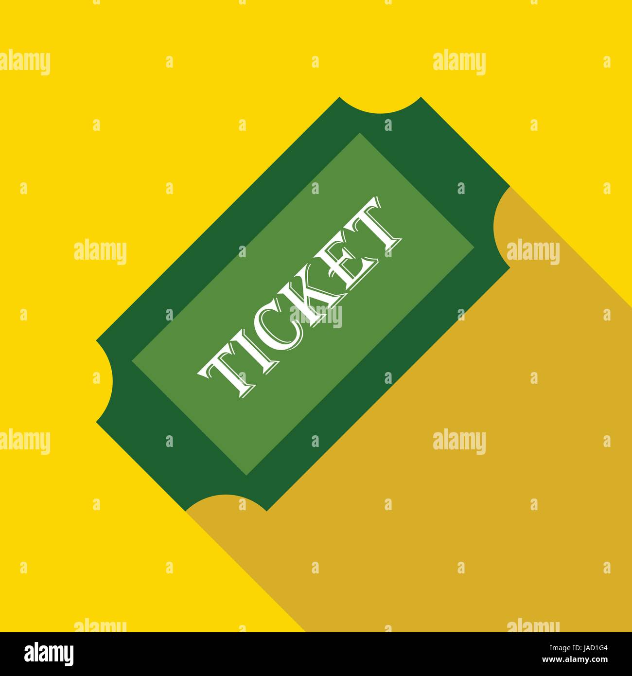 Green paper ticket icon. Flat illustration of green paper ticket vector ...
