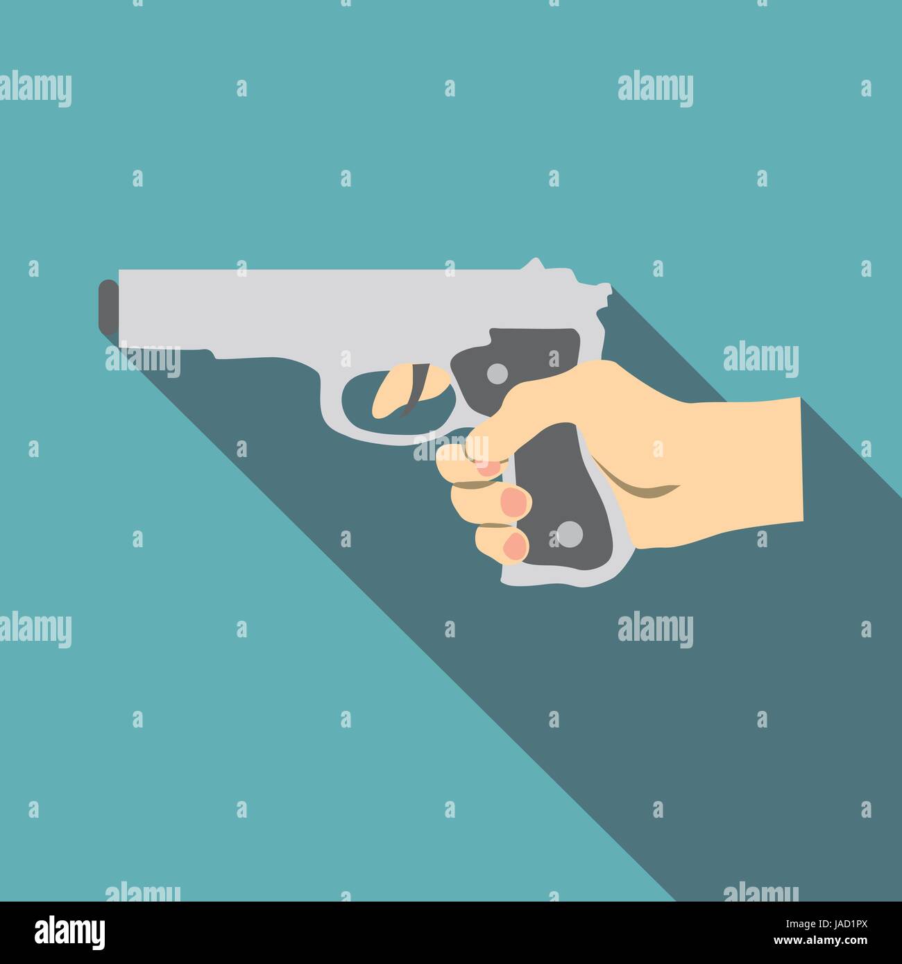 Hand with gun icon. Flat illustration of hand with gun vector icon for ...