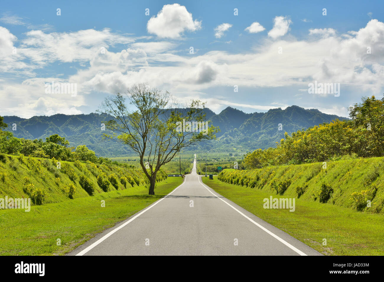 Rural landscape with road in daytime, Hualien, Taiwan, Asia Stock Photo ...