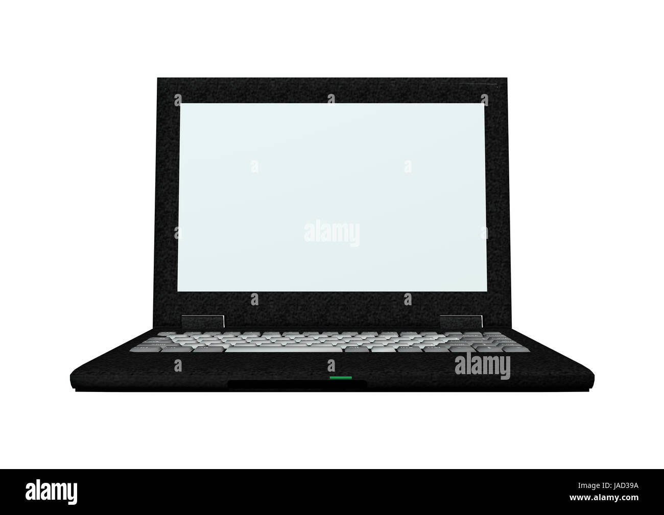 3D digital render of a laptop with a blank screen, front view, isolated ...