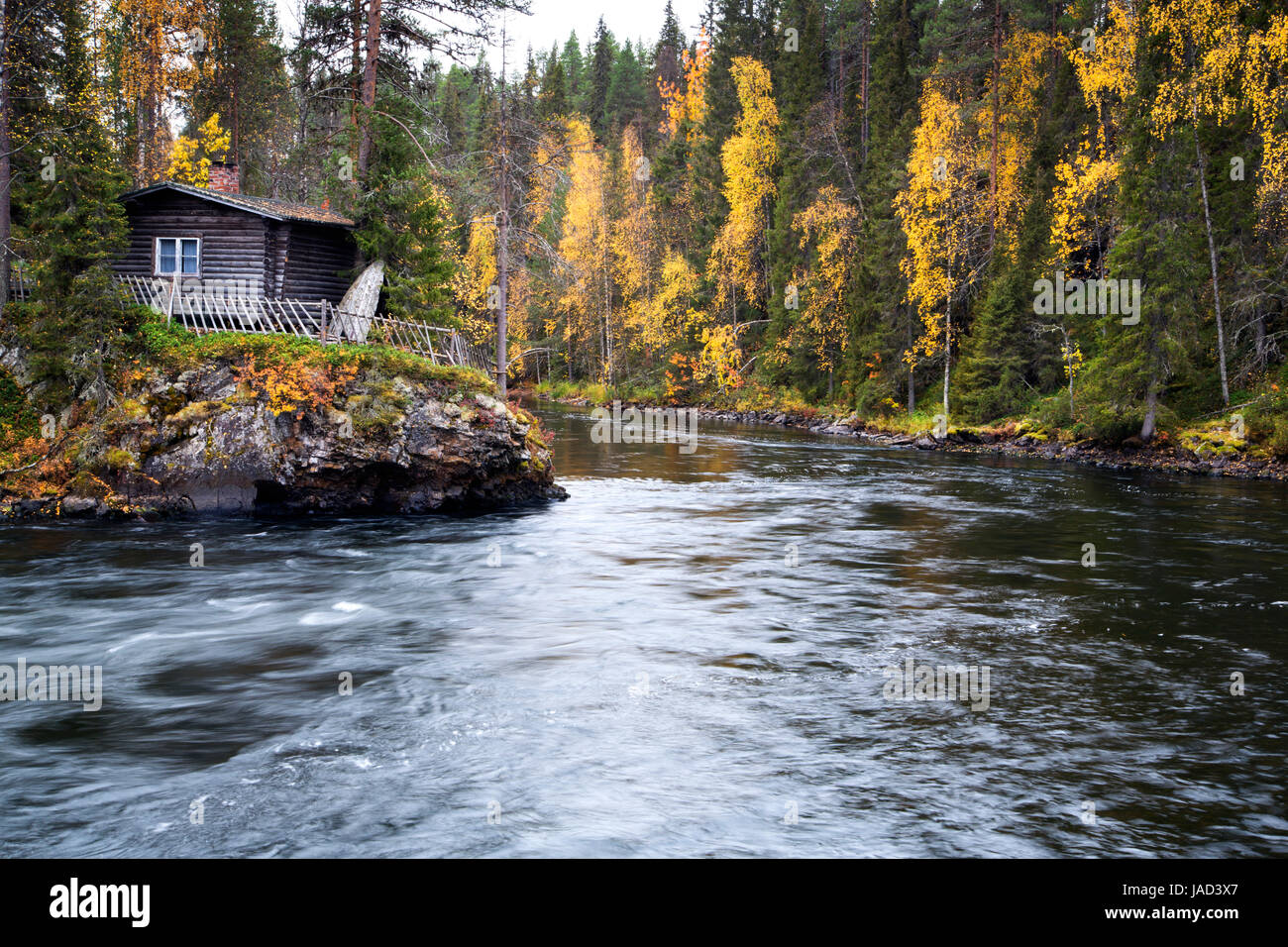 Fast flowing river flow calm at wider place Stock Photo - Alamy