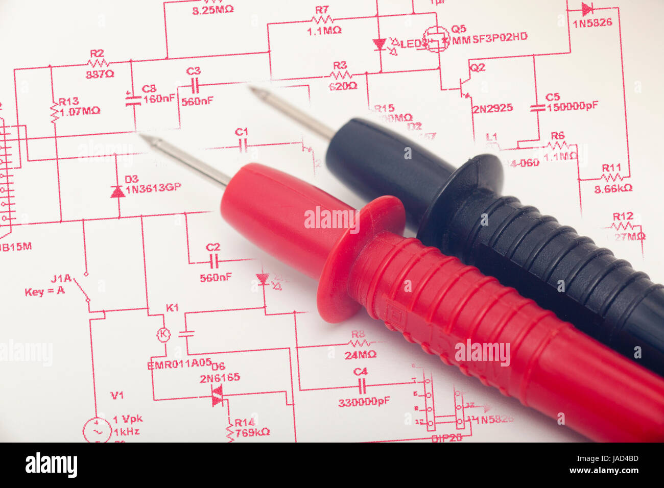 Multimeter probes in white background Stock Photo - Alamy