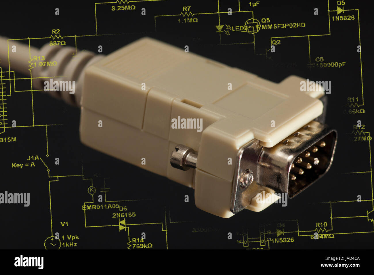 Computer plug on black background Stock Photo - Alamy