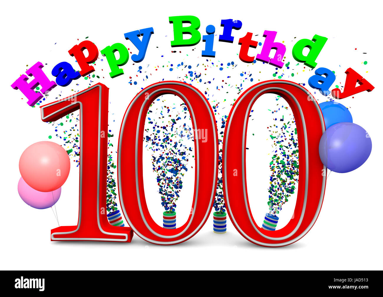 a 100 with happy birthday and balloons Stock Photo - Alamy