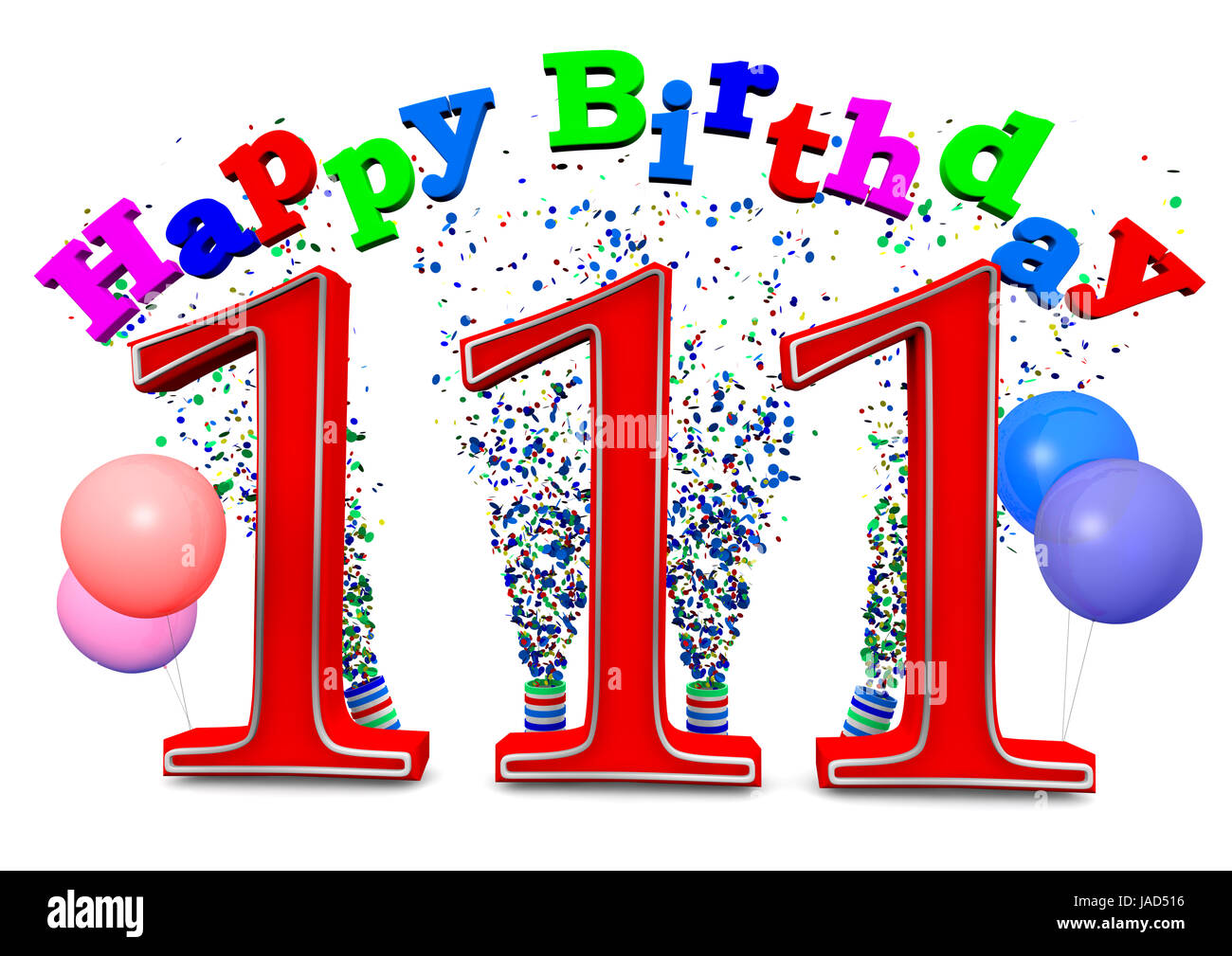 a 111 with happy birthday and balloons Stock Photo - Alamy