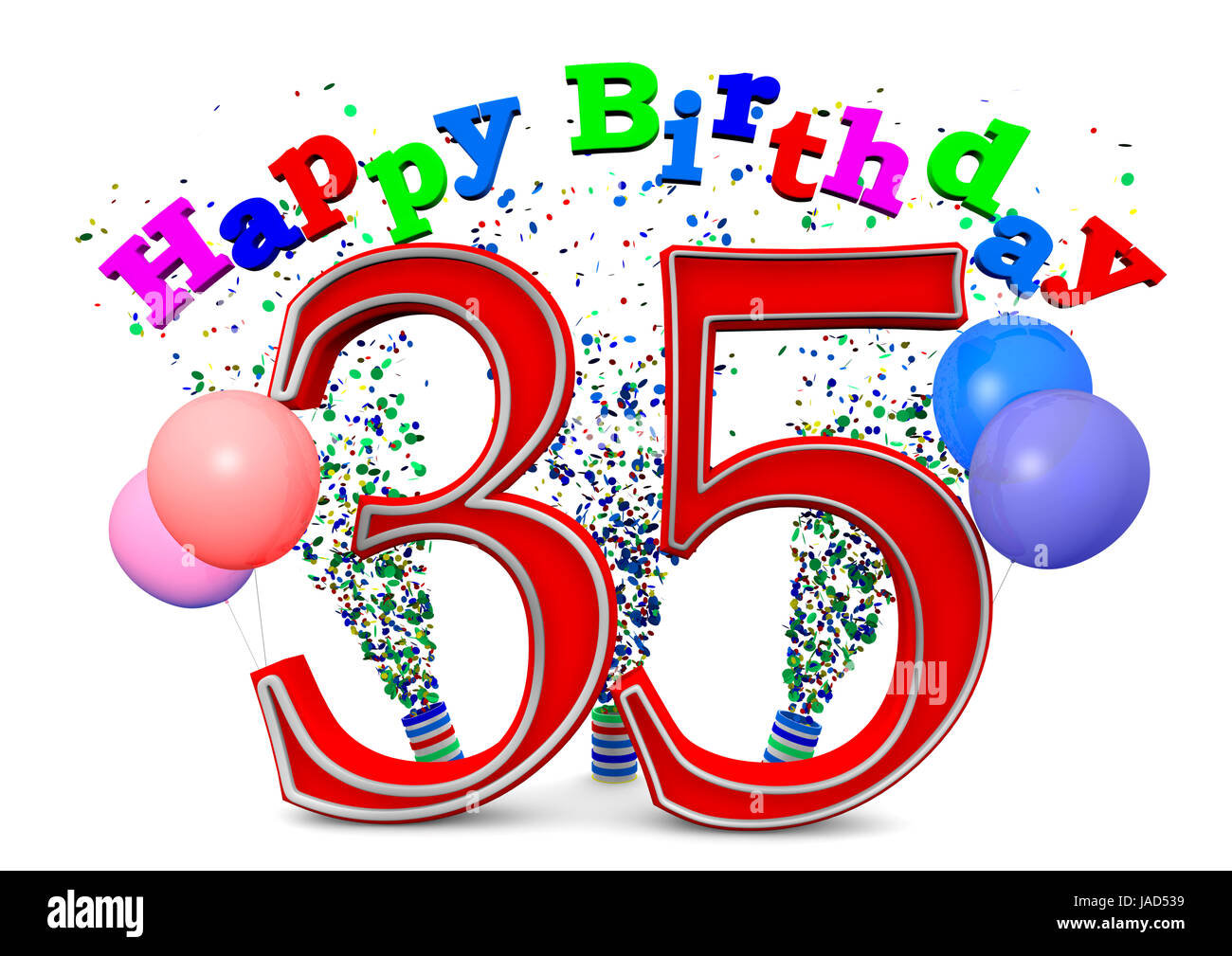 a 35 with happy birthday and balloons Stock Photo - Alamy