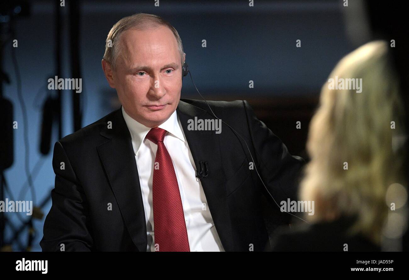 Russian President Vladimir Putin during an interview with television ...