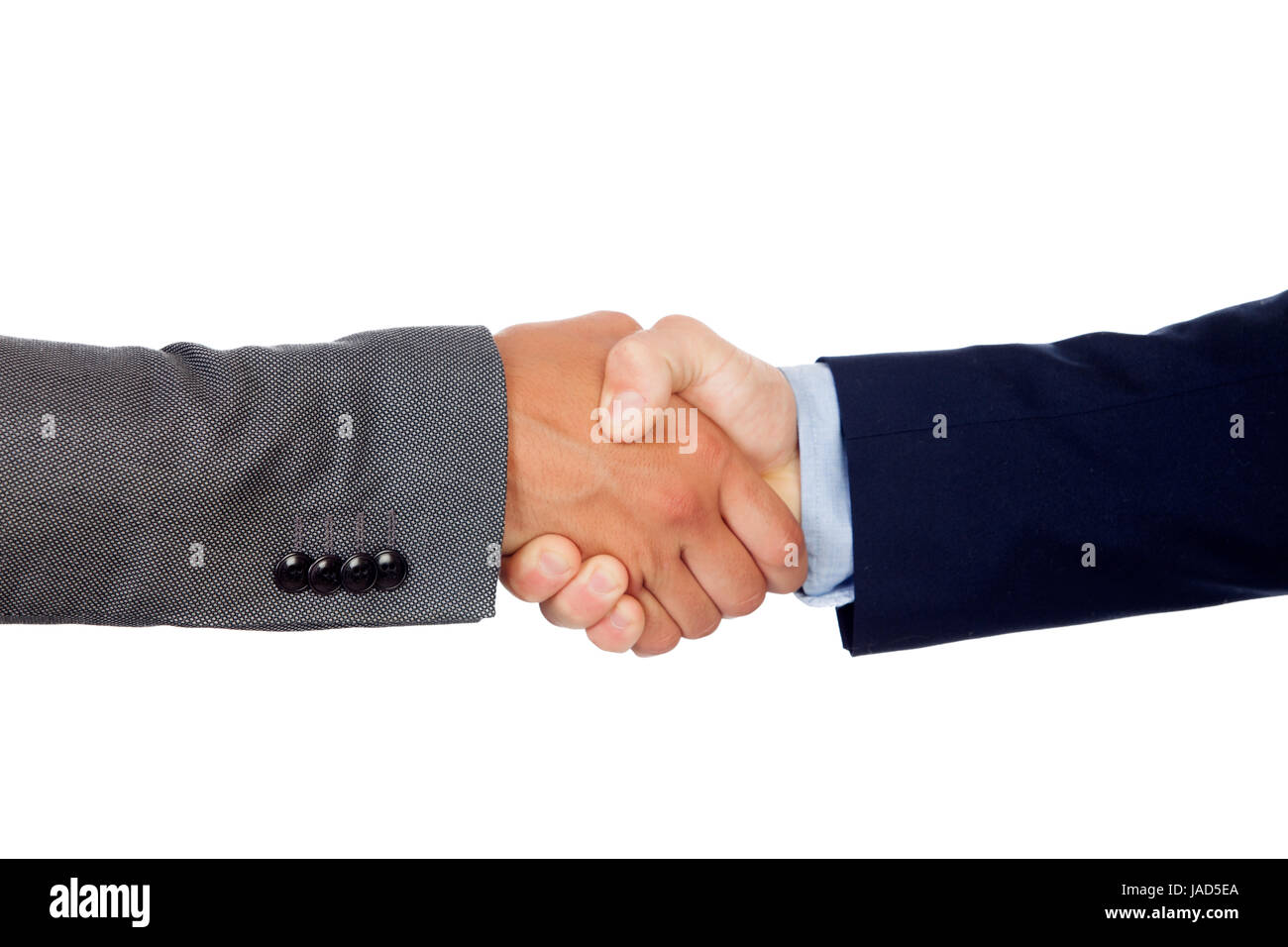 Handshake between two businessmen isolated on a white background Stock ...
