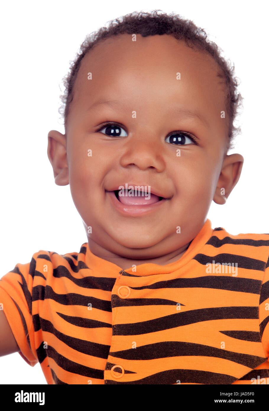 Funny african baby smiling isolated on a white background Stock Photo ...