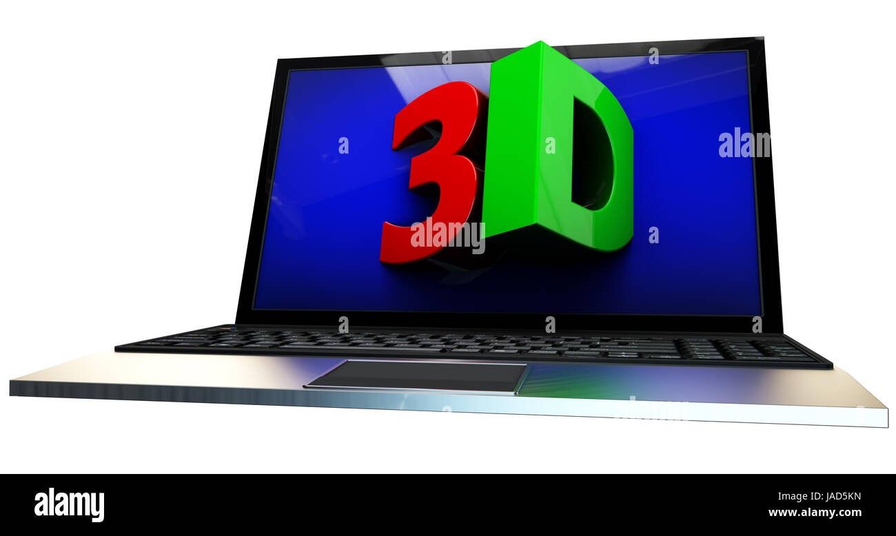 laptop screen concept 3d isolated on white with clipping path Stock ...