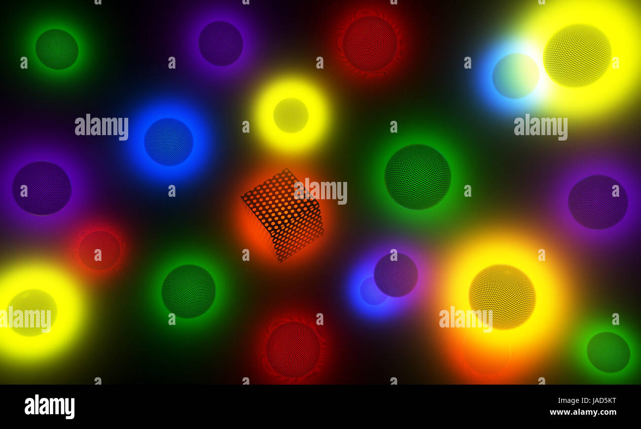 abstract background with lights volumetric objects made in 3d Stock ...