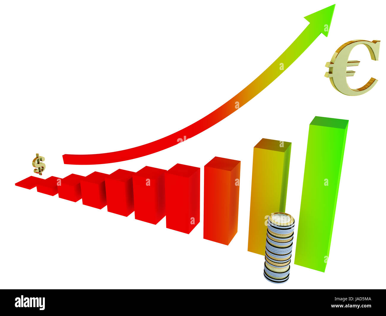 bar graph with economic growth concept 3d done with clipping path Stock ...