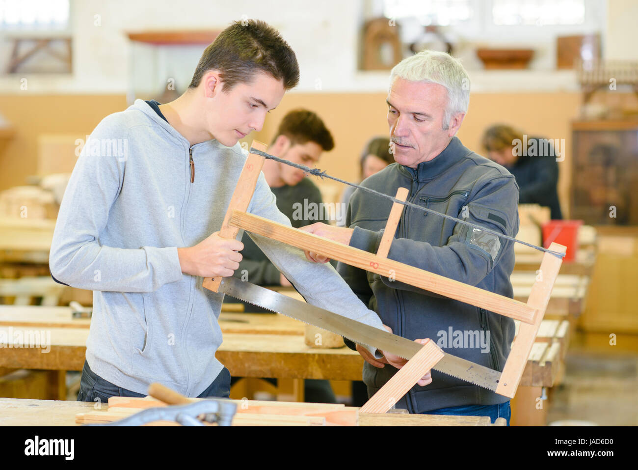 Students in woodwork class Stock Photo - Alamy