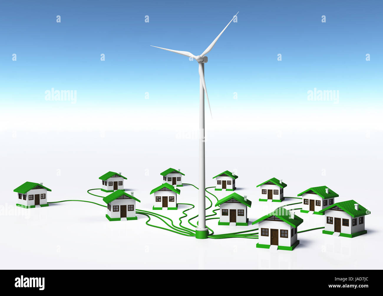 a wind generator is supplying small homes by connecting them with green ...