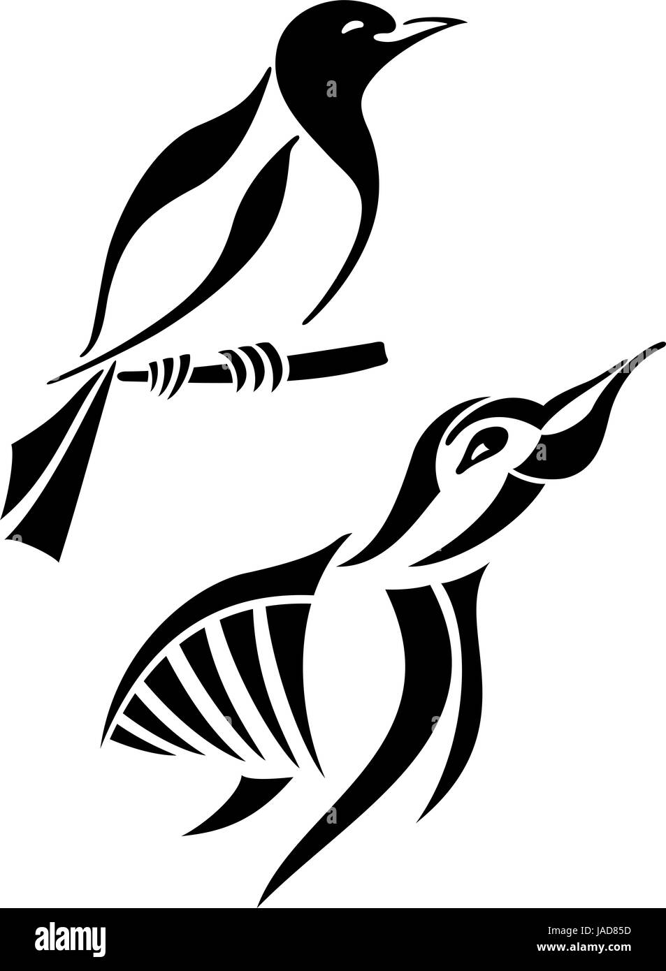 Set of abstract black bird symbol Stock Photo - Alamy