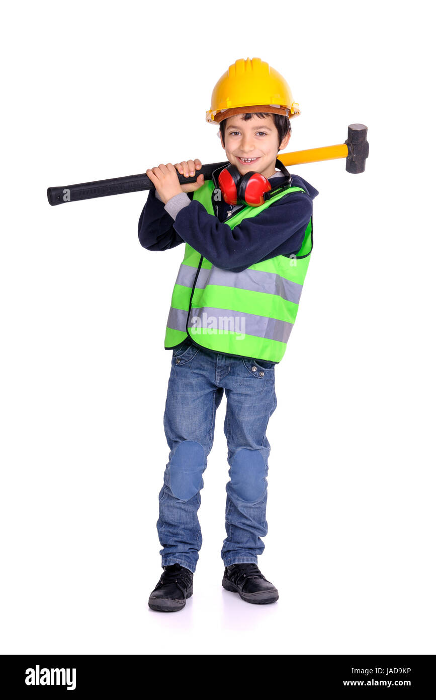 Young boy in construction gear Stock Photo - Alamy