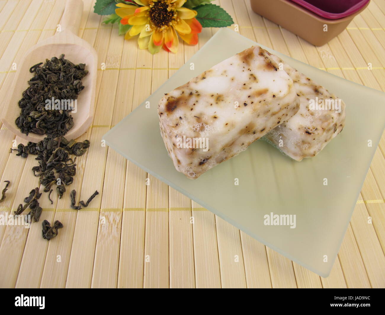 handmade green tea soap Stock Photo - Alamy