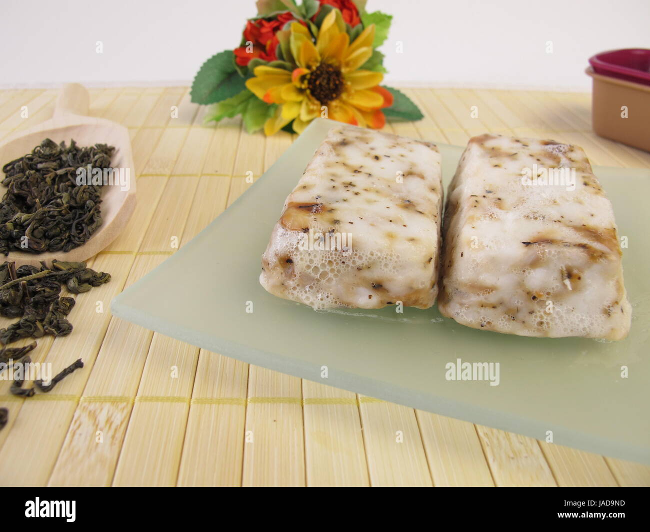 handmade green tea soap Stock Photo - Alamy