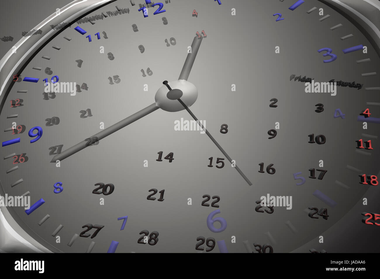 Calendar and clock in black background Stock Photo - Alamy