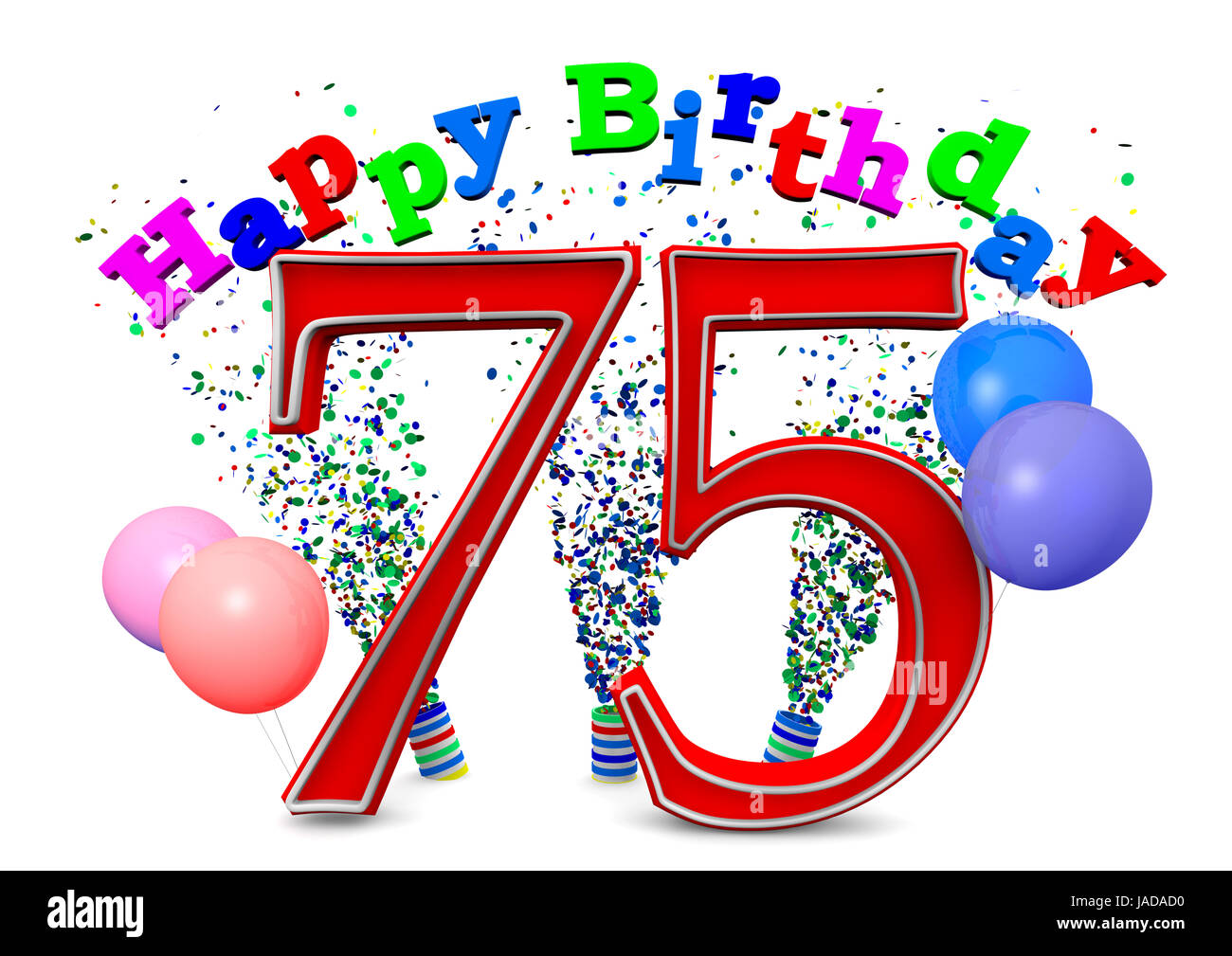a 75 with happy birthday and balloons Stock Photo - Alamy