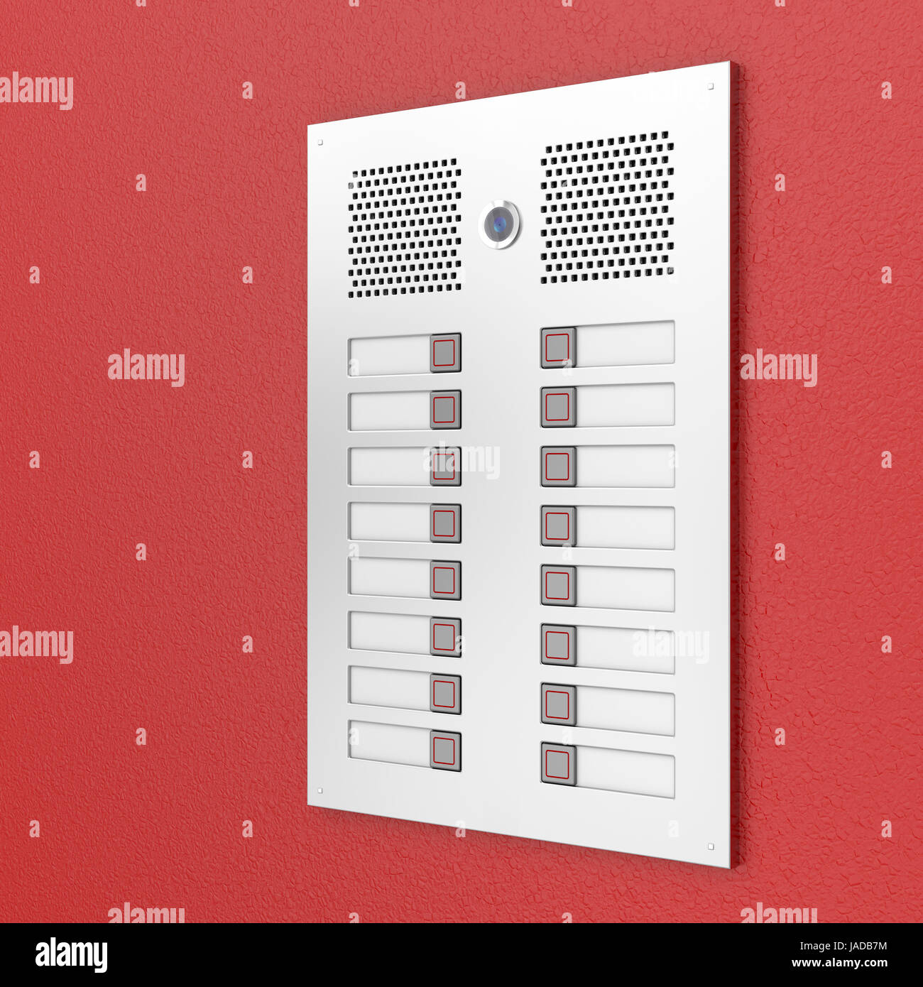 Apartments intercom on red wall Stock Photo - Alamy