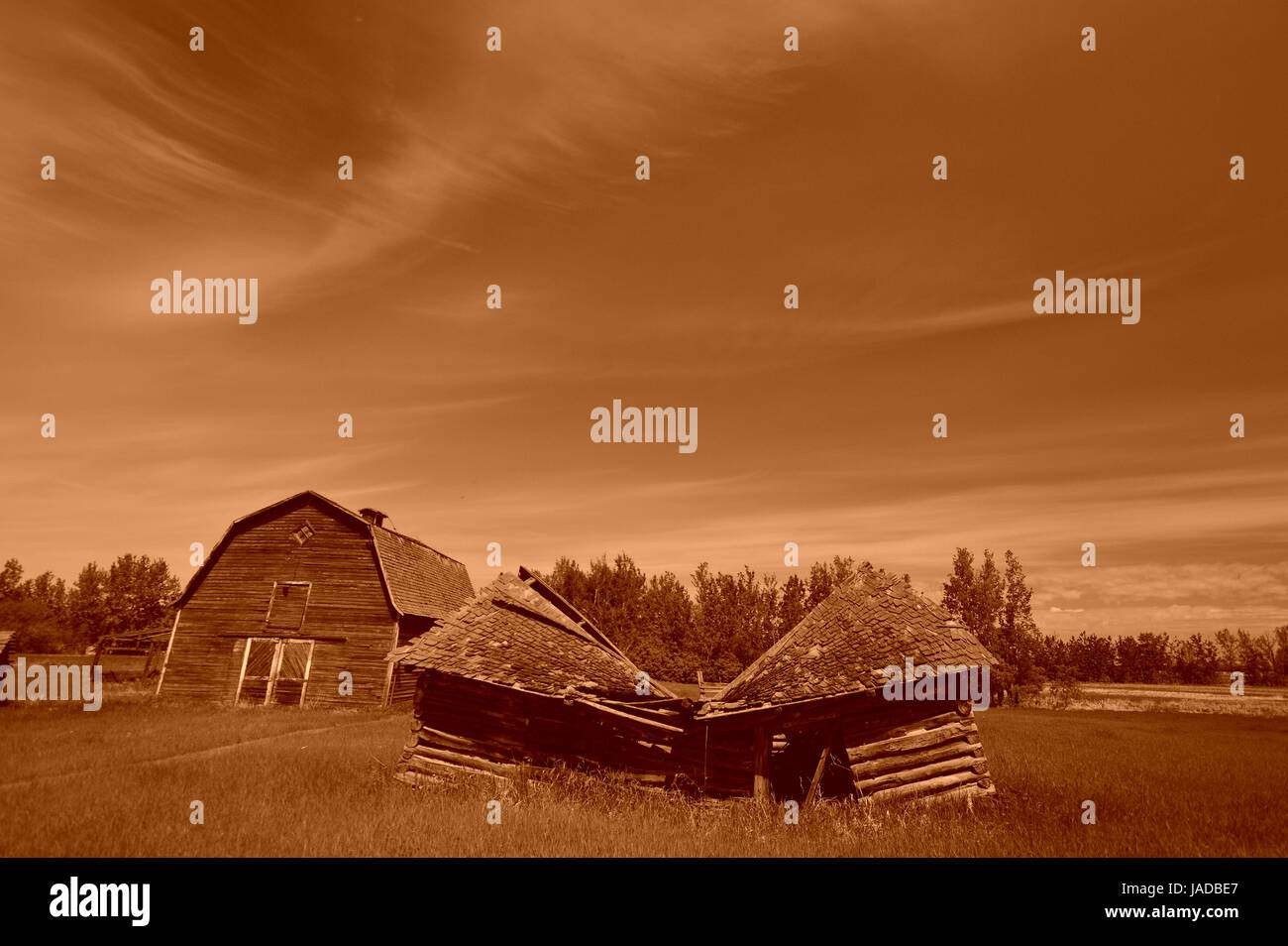 Abandoned Farm Houses and Barns on the Canadian Prairie Stock Photo - Alamy