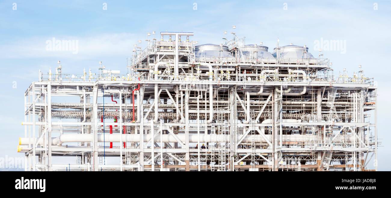 Panorama Assembling of liquefied natural gas Refinery Factory with LNG ...