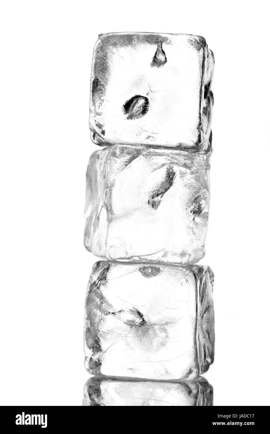 three ice cubes stacked with white background Stock Photo - Alamy