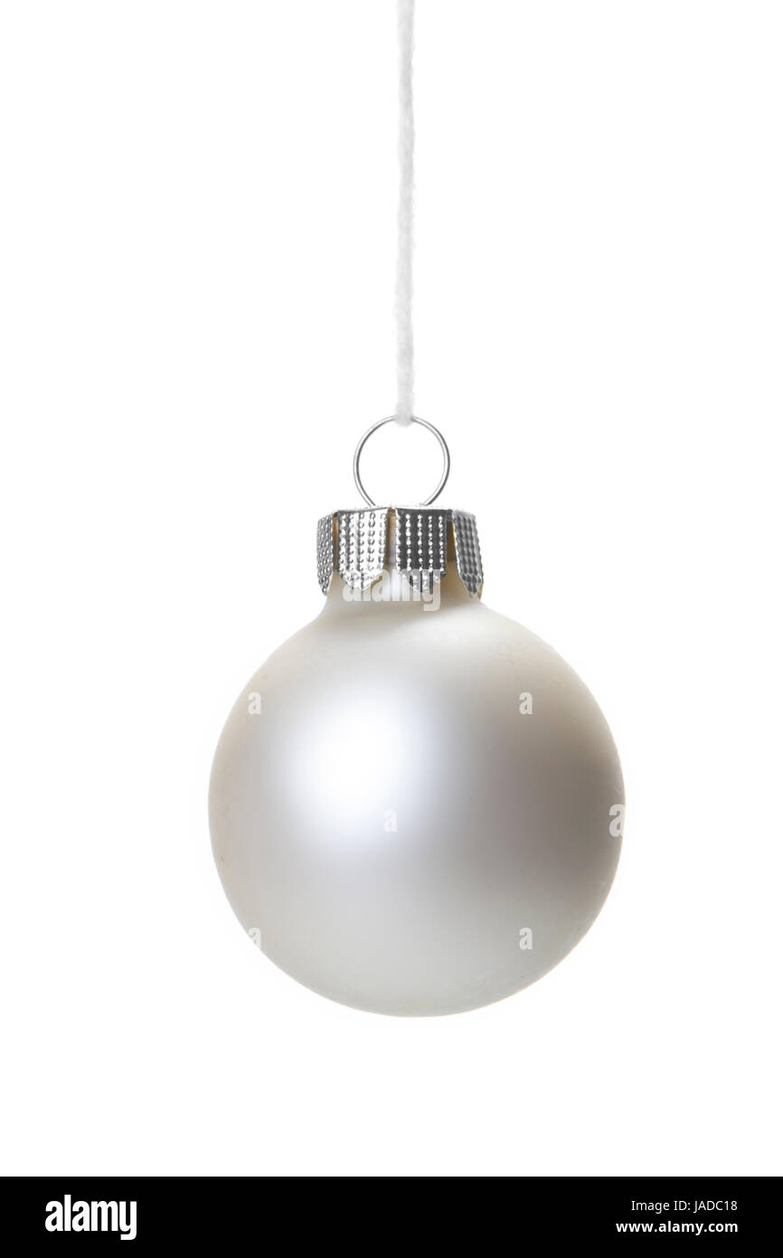 white christmas baubles isolated hanging with white background Stock ...