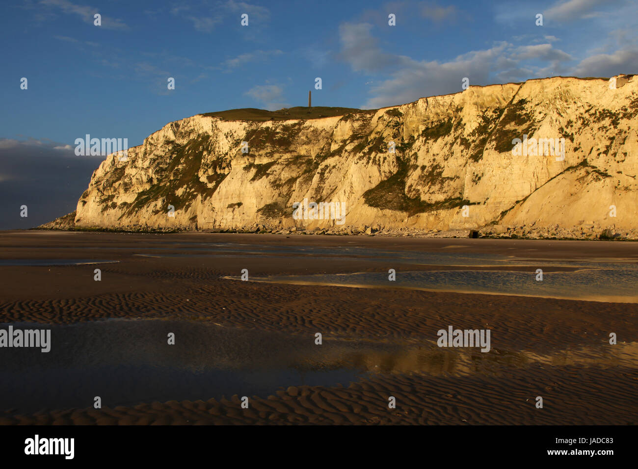 View on the cliff and the beach at the cap Blanc-nez, in the north of ...