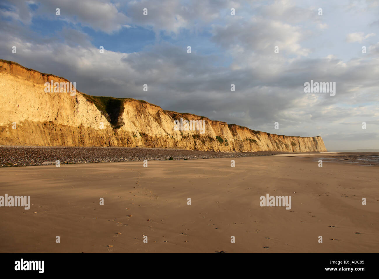 View on the cliff and the beach at the cap Blanc-nez, in the north of ...