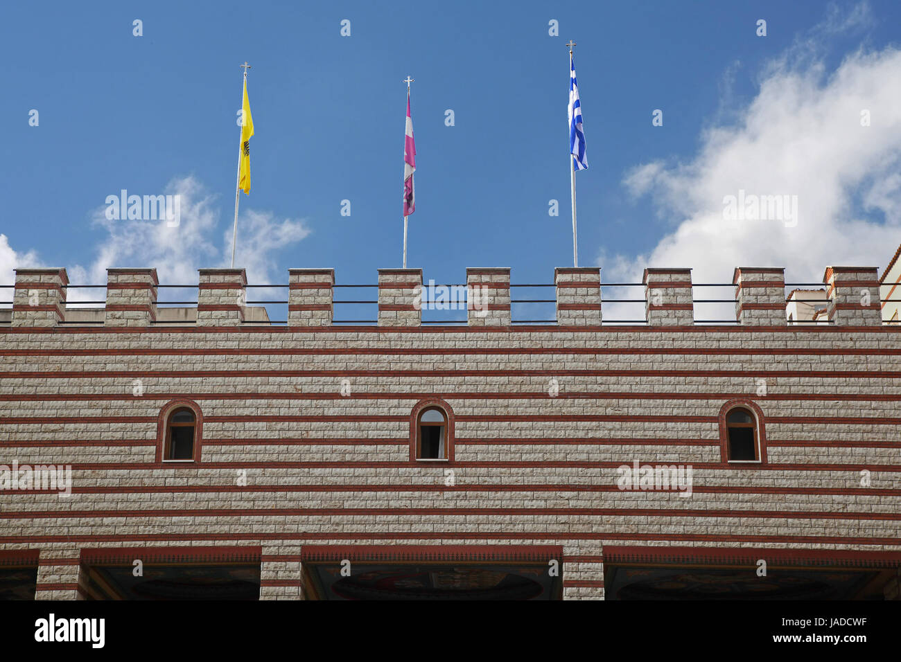 Top edge of retro stone castle wall Stock Photo - Alamy