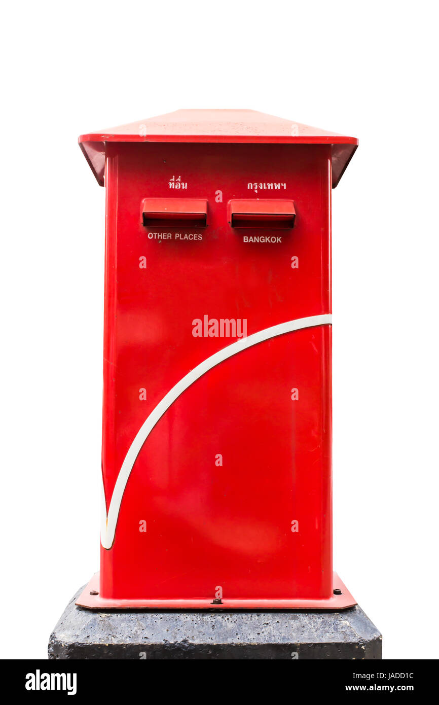 Red Post Box isolated on white background Stock Photo - Alamy